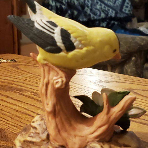 Art | Vtg Porcelain Golden Finch Figurine With Pink Flowers | Poshmark